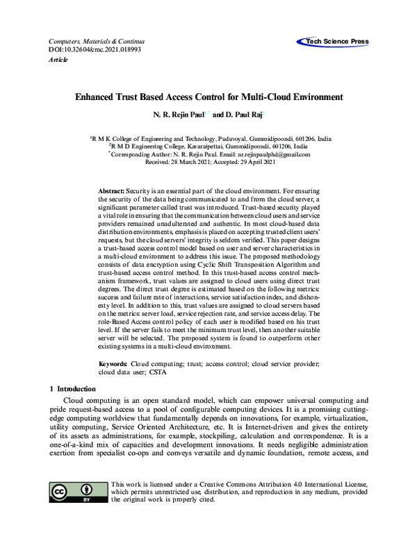 (PDF) Enhanced Trust Based Access Control for Multi-Cloud Environment