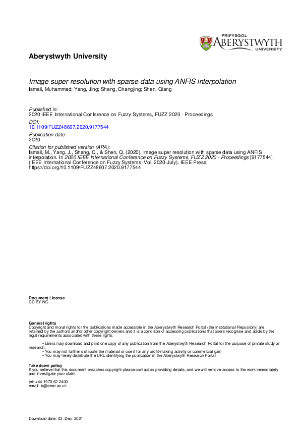 (PDF) Image Super Resolution with Sparse Data Using ANFIS Interpolation