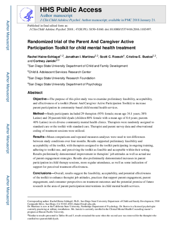 (PDF) Randomized Trial of the Parent And Caregiver Active Participation ...