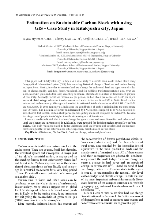 (PDF) Estimation on Sustainable Carbon Stock with using GIS : Case ...