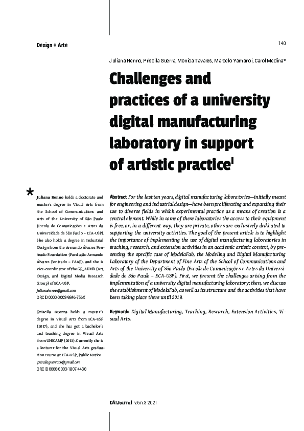 (PDF) Challenges and practices of a university digital manufacturing ...