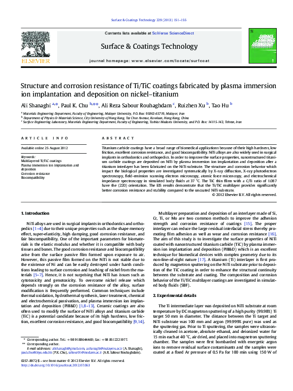 Structure and corrosion resistance of Ti/TiC coatings fabricated by ...
