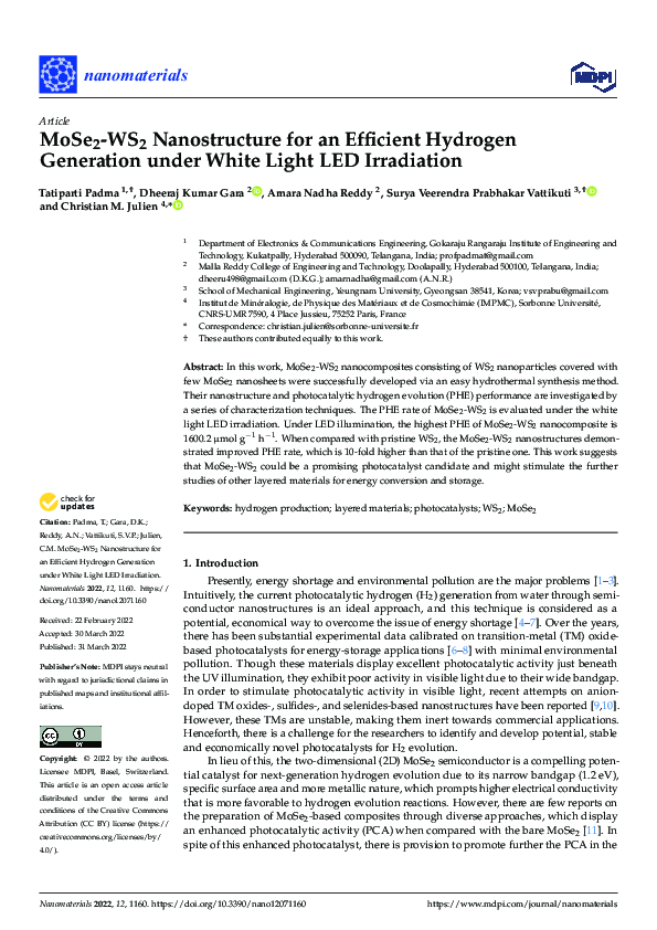 (PDF) MoSe2-WS2 Nanostructure for an Efficient Hydrogen Generation ...