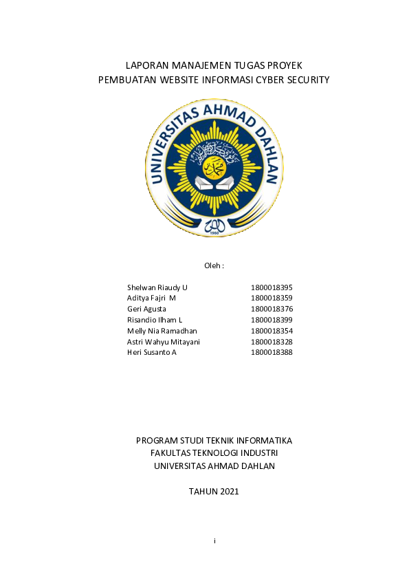 Pdf Laporan Manajemen Tugas Proyek Pembuatan Website Informasi Cyber