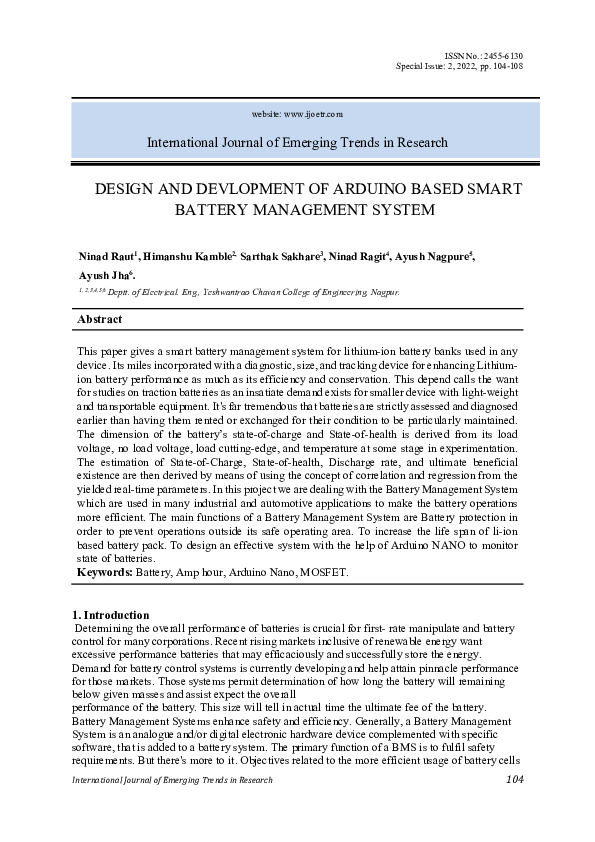 Pdf Design And Devlopment Of Arduino Based Smart