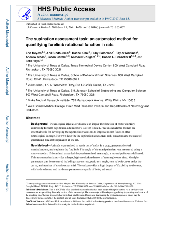 (PDF) The supination assessment task: An automated method for ...