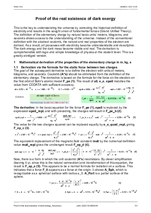 (PDF) Proof of the real existence of dark energy