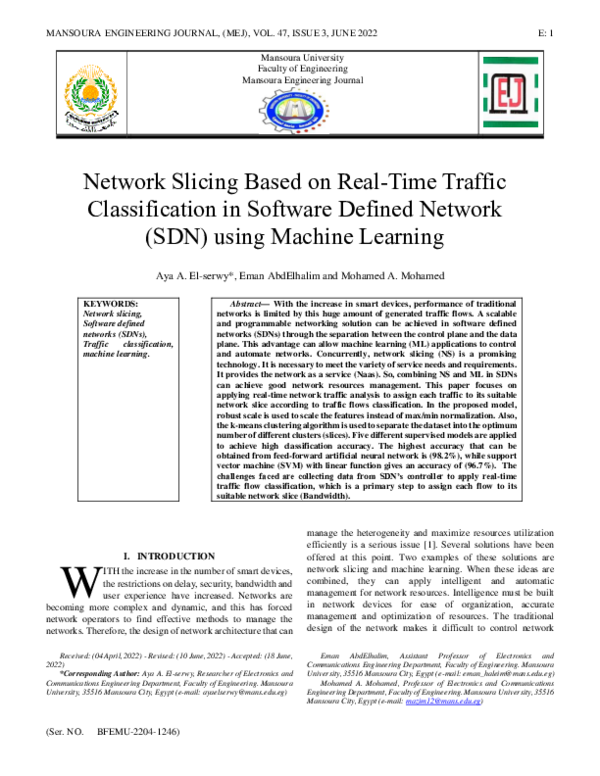Pdf Network Slicing Based On Real Time Traffic Classification In Software Defined Network Sdn