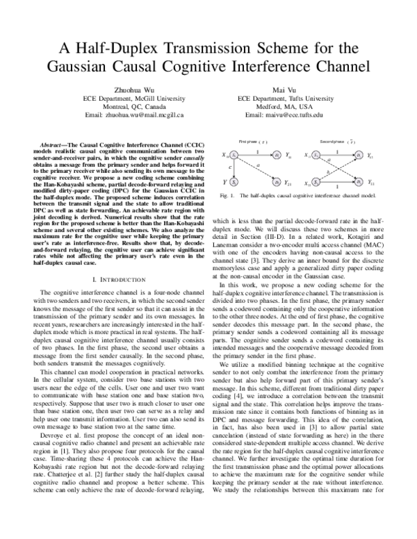 (PDF) A half-duplex transmission scheme for the Gaussian causal cognitive interference channel ...
