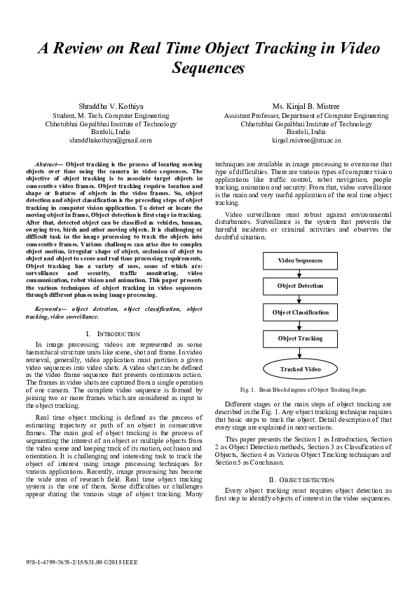 A Review On Real Time Object Tracking In Video Sequences