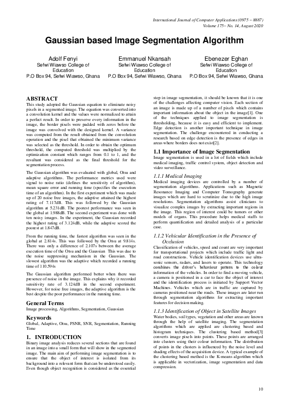 Pdf Gaussian Based Image Segmentation Algorithm 7760