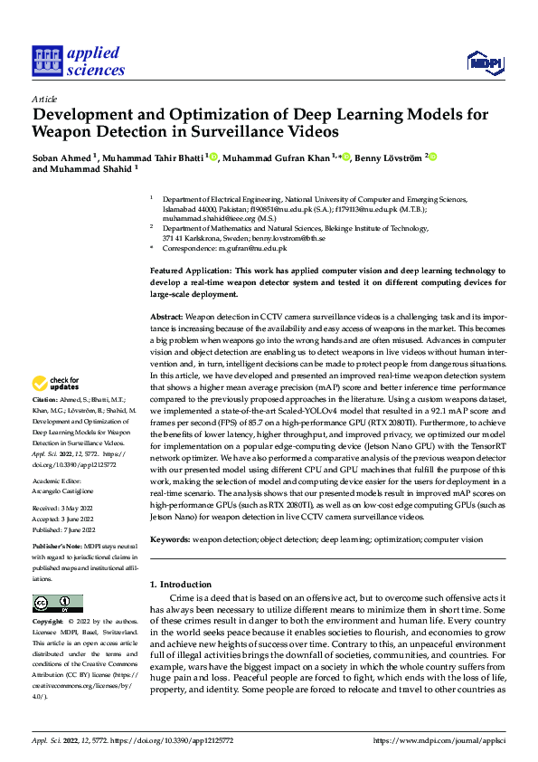 (PDF) Development and Optimization of Deep Learning Models for Weapon ...