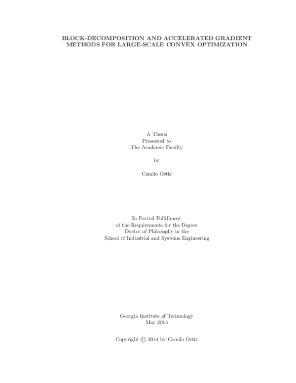 (PDF) Block-decomposition and accelerated gradient methods for large-scale convex optimization