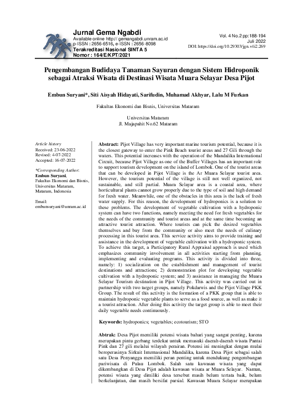 (PDF) Pengembangan Budidaya Tanaman Sayuran dengan Sistem Hidroponik ...