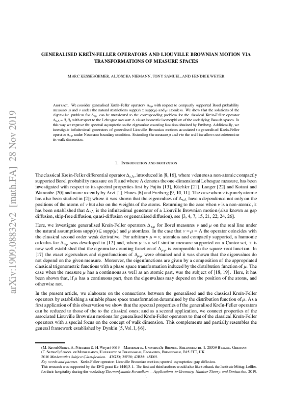 (PDF) Generalised Krein-Feller operators and Liouville Brownian motion via transformations of ...