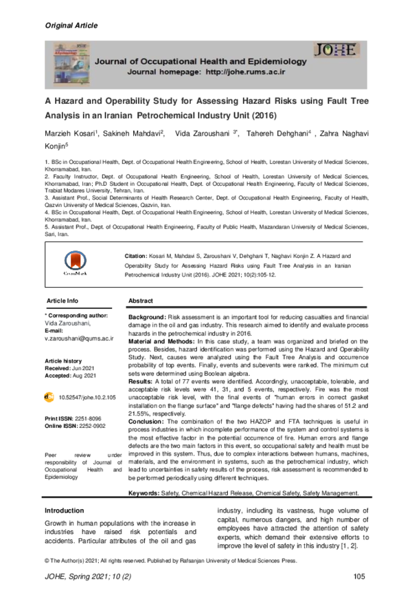 (PDF) A Hazard and Operability Study for Assessing Hazard Risks using Fault Tree Analysis in an ...