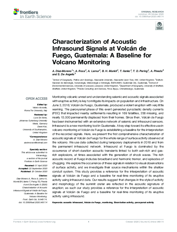 (PDF) Characterization of Acoustic Infrasound Signals at Volcán de ...