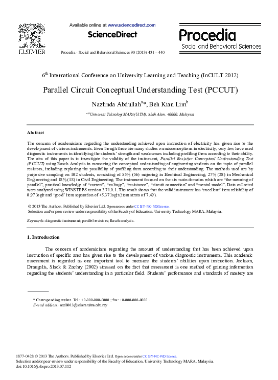 (PDF) Parallel Circuit Conceptual Understanding Test (PCCUT)