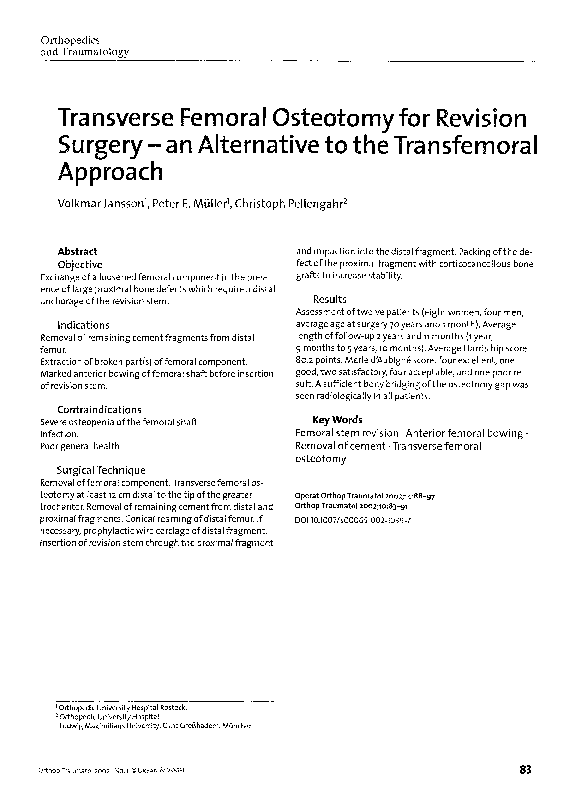 (PDF) Transverse femoral osteotomy for revision surgery — an ...
