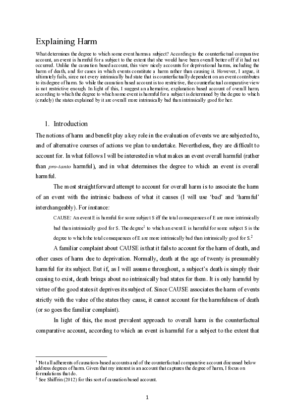 (PDF) Explaining Harm
