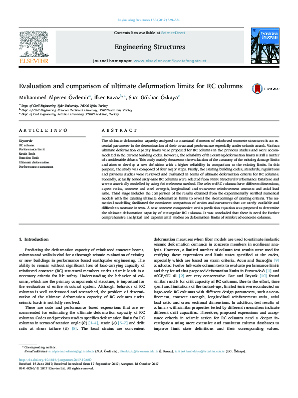 (PDF) Evaluation and comparison of ultimate deformation limits for RC columns