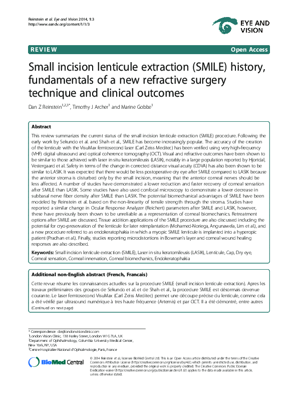 (PDF) Advances in SMILE Refractive Surgery and Outcomes