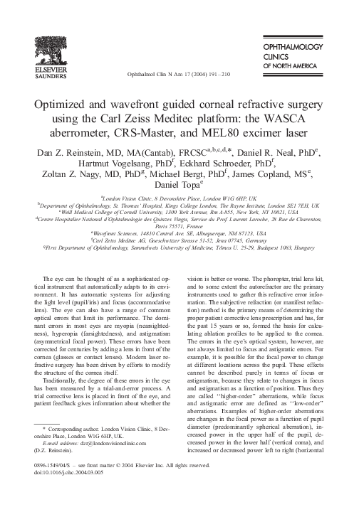 (PDF) Optimized and wavefront-guided corneal refractive surgery using ...