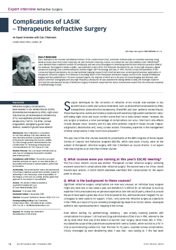 (PDF) Complications of LASIK – Therapeutic Refractive Surgery | Dan ...