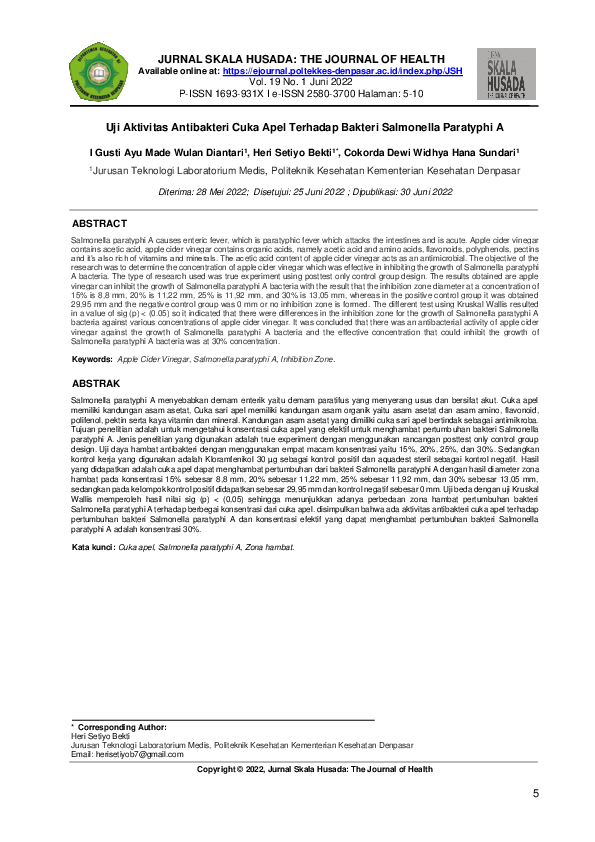 (PDF) Uji Aktivitas Antibakteri Cuka Apel Terhadap Bakteri Salmonella ...