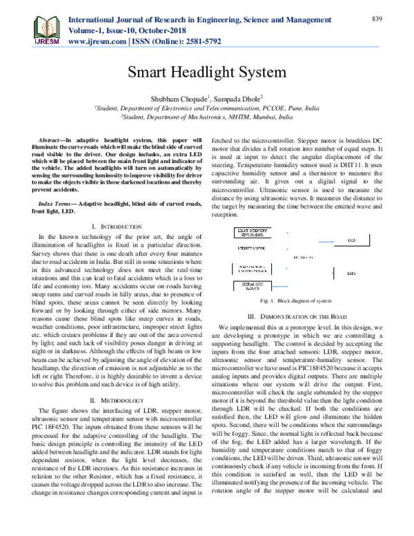 (PDF) Smart Headlight System