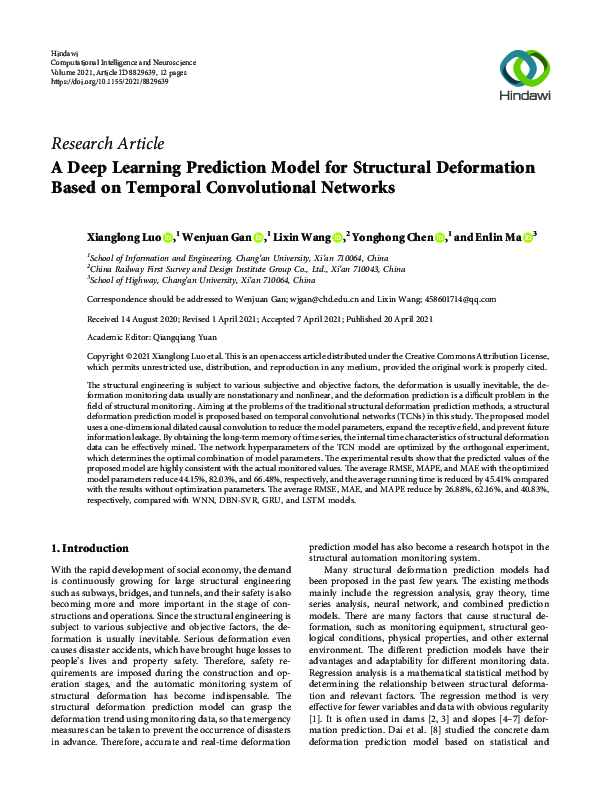 (PDF) A Deep Learning Prediction Model for Structural Deformation Based on Temporal ...
