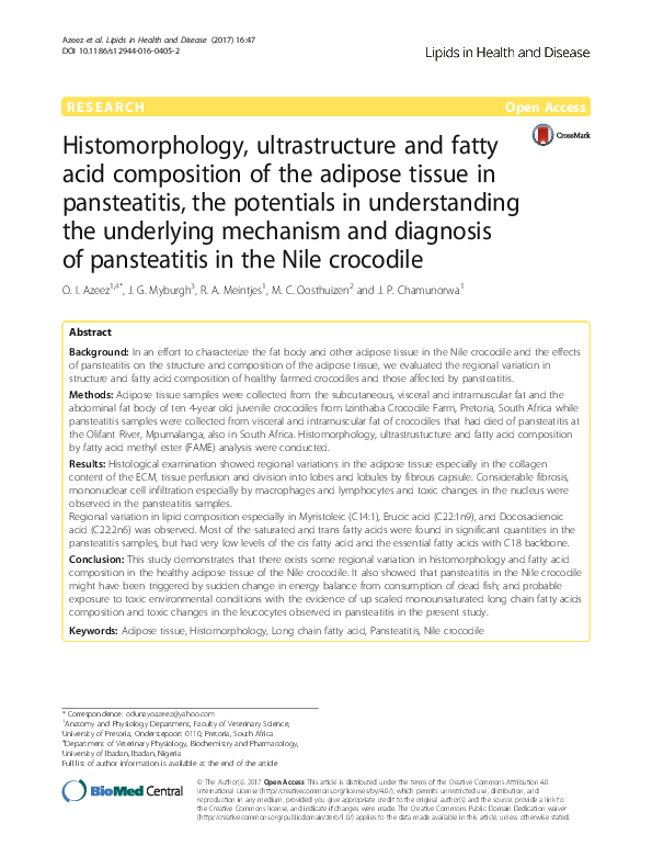 (PDF) Histomorphology, ultrastructure and fatty acid composition of the ...