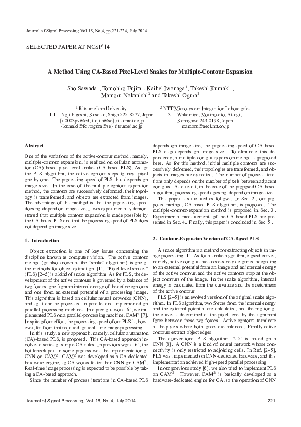 (PDF) A Method Using CA-Based Pixel-Level Snakes for Multiple-Contour ... (PDF) A Method Using CA-Based Pixel-Level Snakes for Multiple-Contour ...