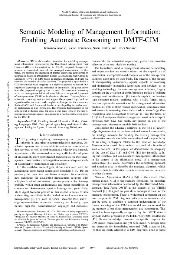 (PDF) Semantic Modeling Of Management Information: Enabling Automatic ...