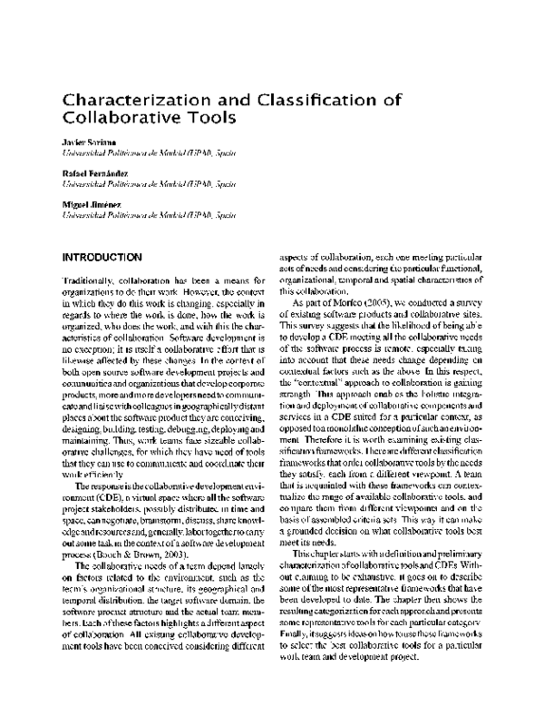 (PDF) Characterization and Classification of Collaborative Tools