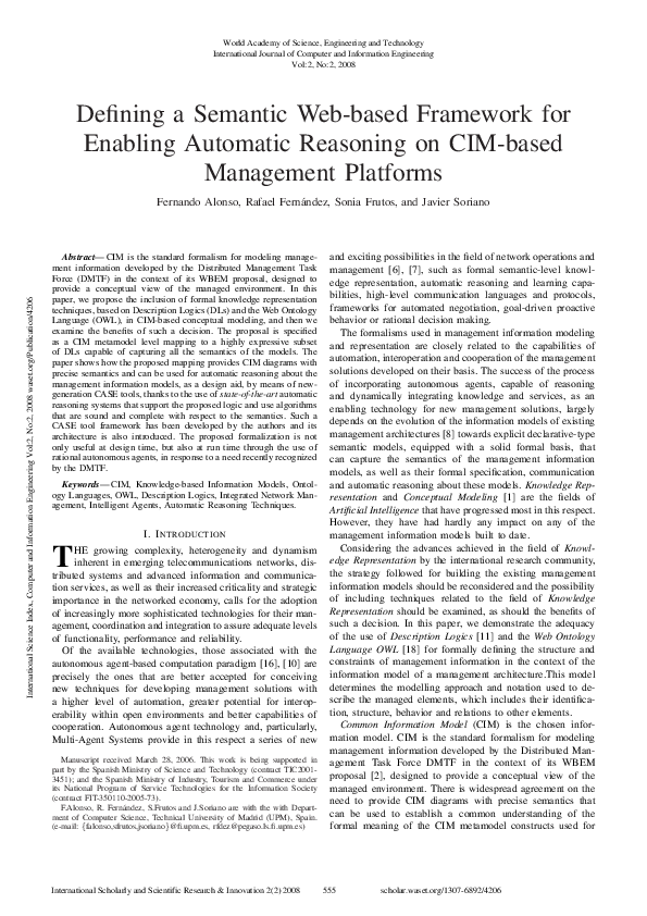 Pdf Defining A Semantic Web Based Framework For Enabling Automatic