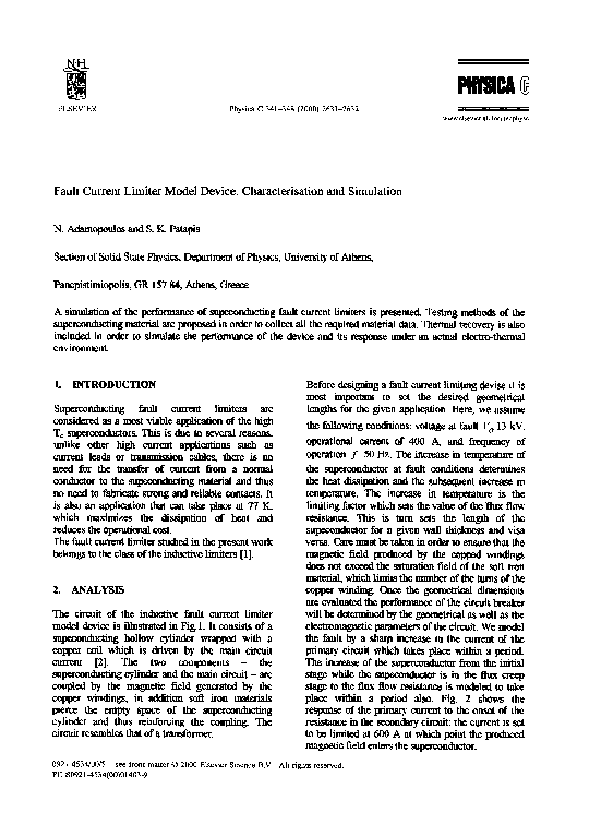 (PDF) Fault current limiter model device: Characterisation and simulation
