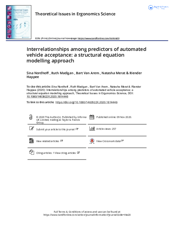 (PDF) Interrelationships among predictors of automated vehicle acceptance: a structural equation ...