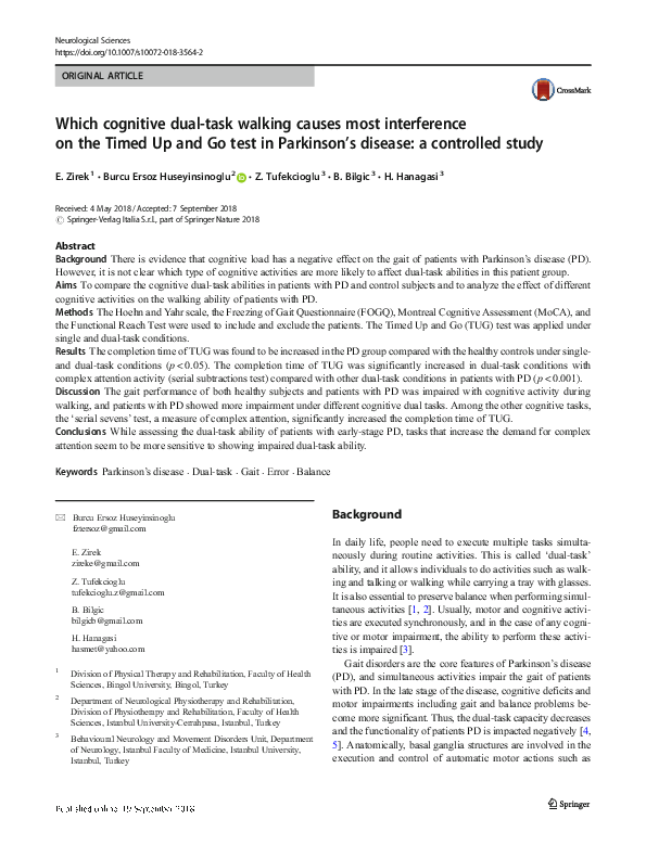 (PDF) Which cognitive dual-task walking causes most interference on the ...
