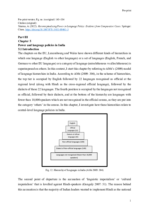 (PDF) Power and Language Policies in India