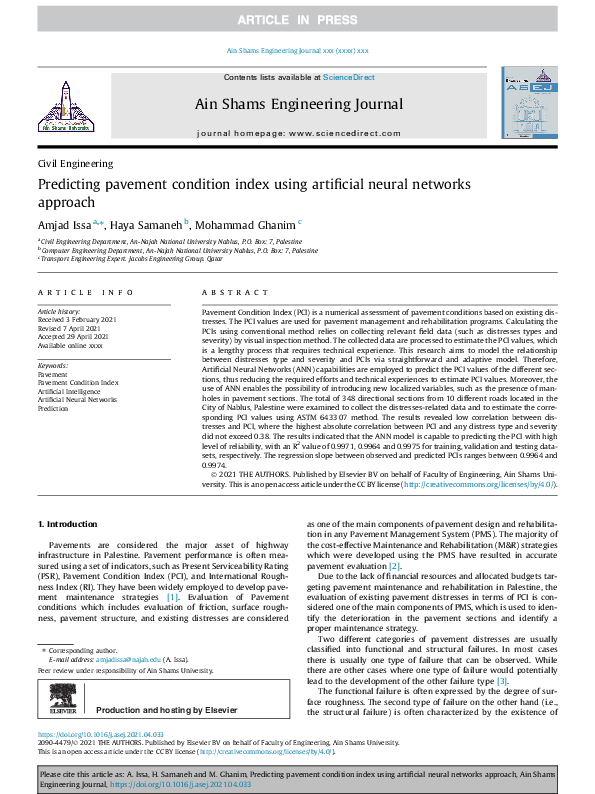 Pdf Predicting Pavement Condition Index Using Ann Models 7523