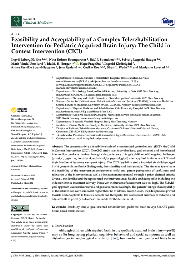 (PDF) Feasibility and Acceptability of a Complex Telerehabilitation ...