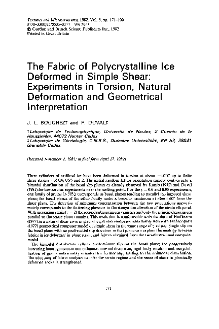 (PDF) The Fabric of Polycrystalline Ice Deformed in Simple Shear ...