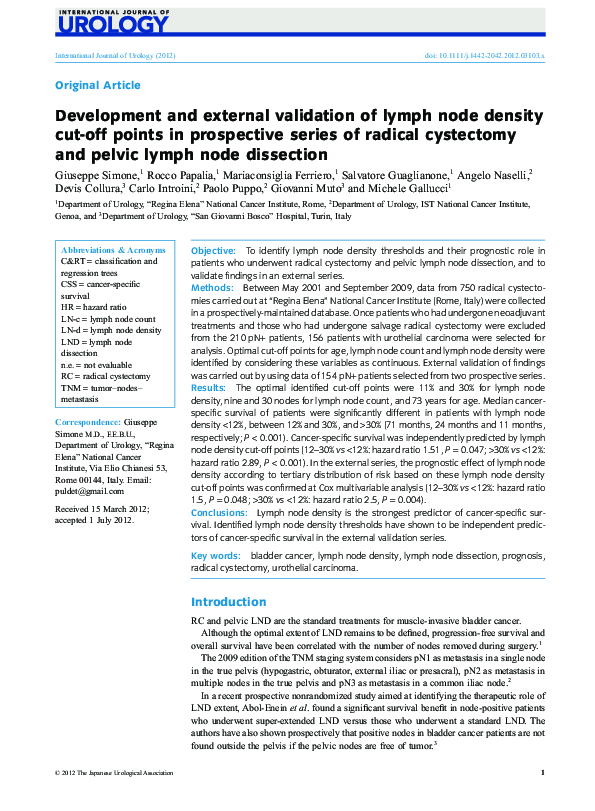(PDF) Development and external validation of lymph node density cut-off ...