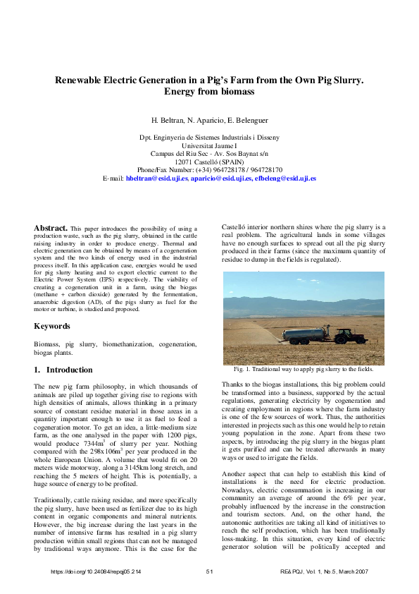 (PDF) Renewable electric generation in a pig´s farm from the own pig ...