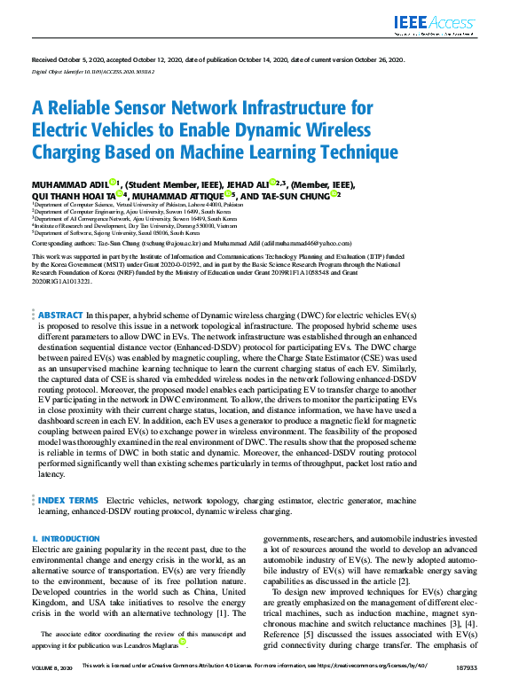(PDF) A Reliable Sensor Network Infrastructure for Electric Vehicles to Enable Dynamic Wireless ...