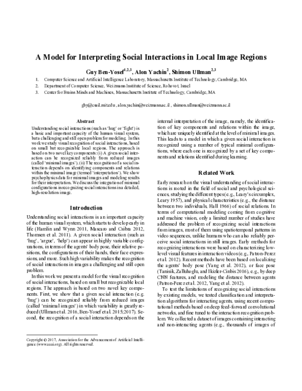 (PDF) A model for interpreting social interactions in local image regions