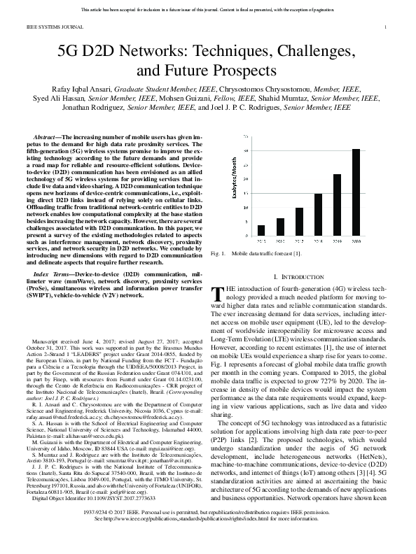 (PDF) 5G D2D Networks: Techniques, Challenges, and Future Prospects