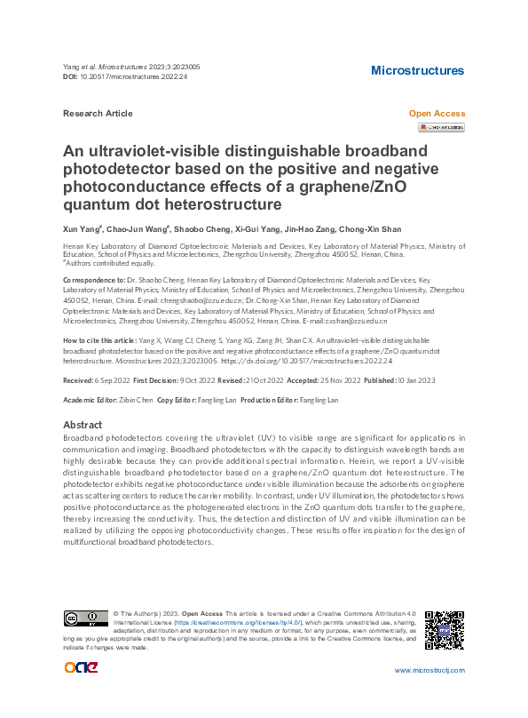 (PDF) An ultraviolet-visible distinguishable broadband photodetector based on the positive and ...