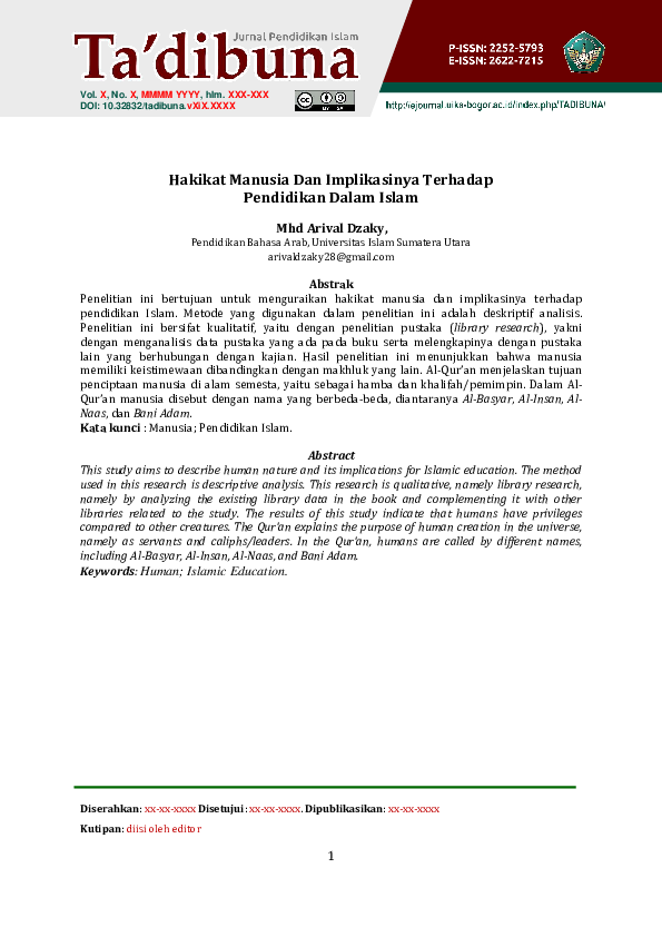 (PDF) Hakikat Manusia Dan Implikasinya Terhadap Pendidikan Dalam Islam